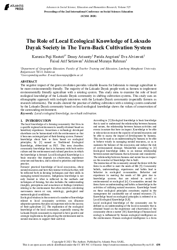 (PDF) The Role of Local Ecological Knowledge of Loksado Dayak Society ...