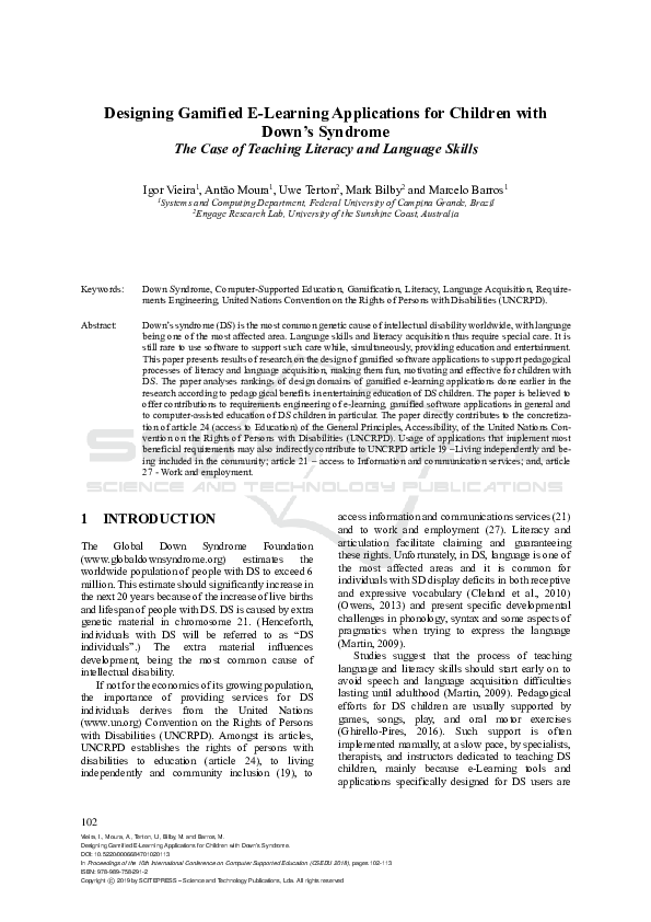 (PDF) Designing Gamified E-Learning Applications for Children with Down ...