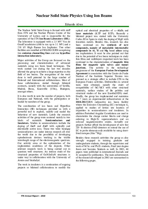 (PDF) Nuclear Solid State Physics Using Ion Beams