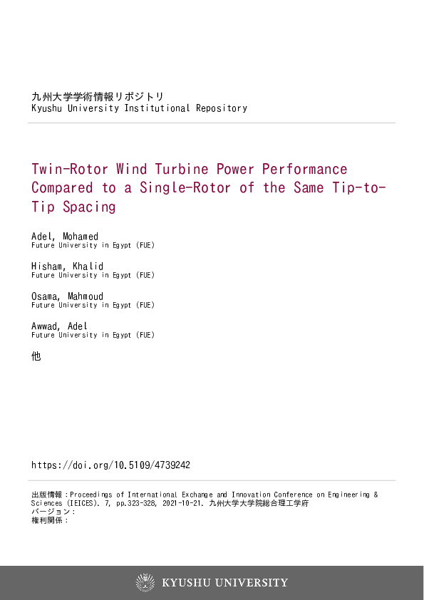 (PDF) Twin-Rotor Wind Turbine Power Performance Compared to a Single ...