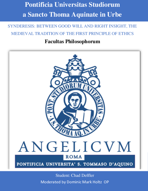 (PDF) SYNDERESIS: BETWEEN GOOD WILL AND RIGHT INSIGHT, THE MEDIEVAL ...