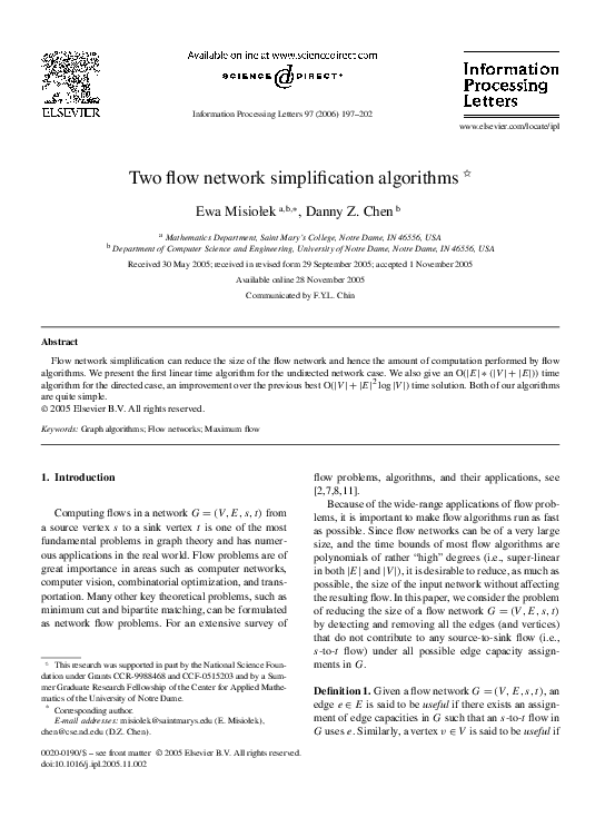 (PDF) Two flow network simplification algorithms