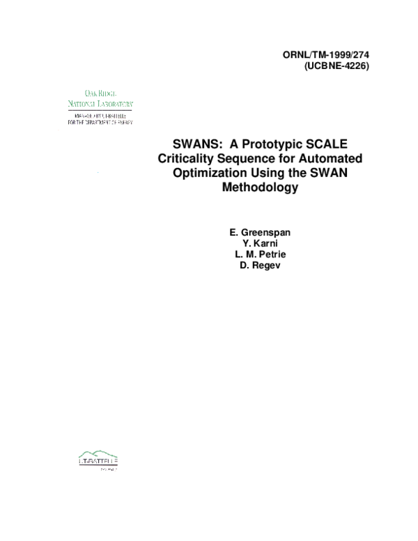 (PDF) SWANS: A Prototypic SCALE Criticality Sequence for Automated ...