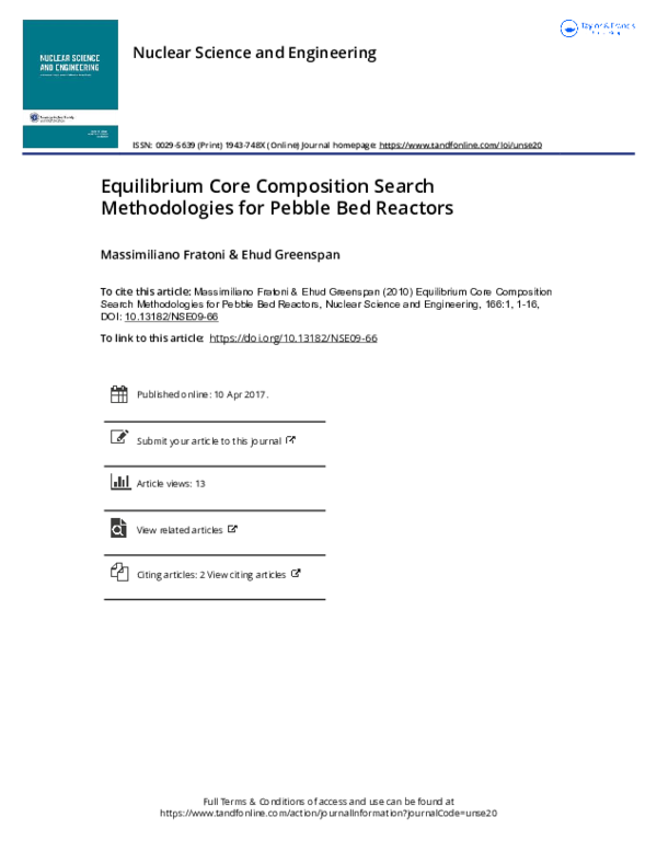(PDF) Equilibrium Core Composition Search Methodologies for Pebble Bed ...