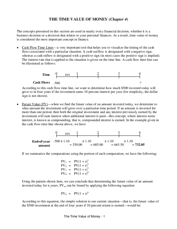 (PDF) THE TIME VALUE OF MONEY (Chapter 4