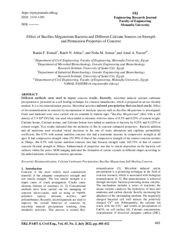 (PDF) Effect of Bacillus Megaterium Bacteria and Different Calcium ...