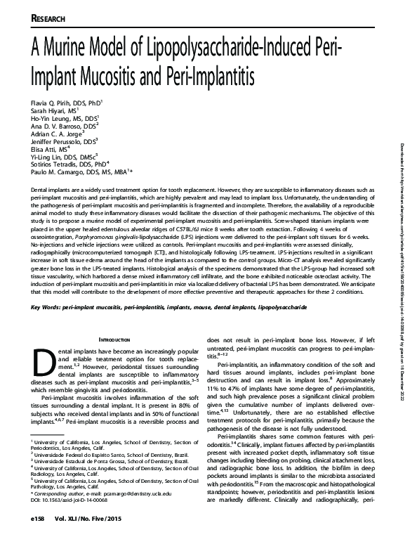 (PDF) A Murine Model of Lipopolysaccharide-Induced Peri-Implant ...