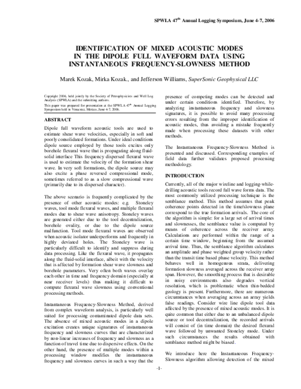 (PDF) Identification of Mixed Acoustic Modes in the Dipole Full ...