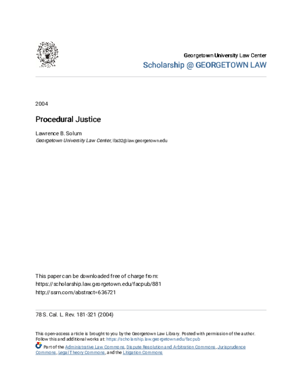 (PDF) Procedural Justice