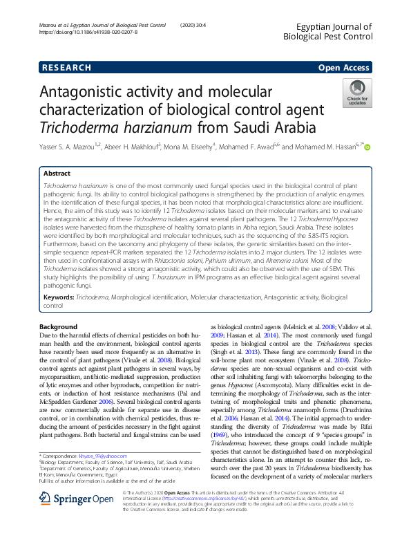(PDF) Antagonistic activity and molecular characterization of biological control agent ...