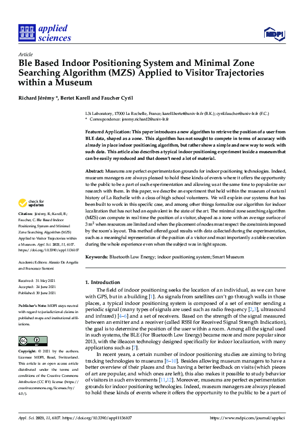 (PDF) Ble Based Indoor Positioning System and Minimal Zone Searching Algorithm (MZS) Applied to ...