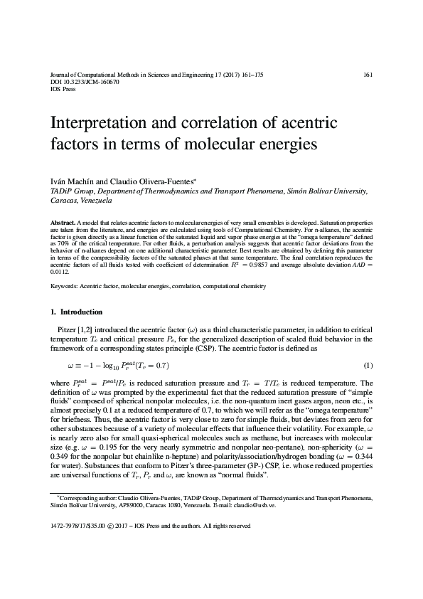 (PDF) Interpretation and correlation of acentric factors in terms of ...