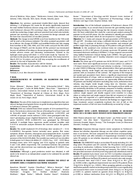 (PDF) Gait analysis in Parkinson’s disease assessing the effect of ...