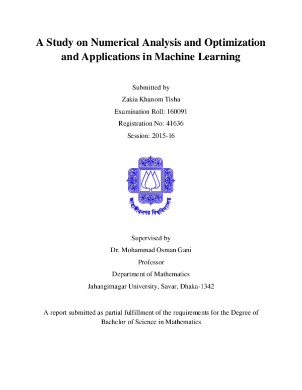 (PDF) A Study on Numerical Analysis and Optimization: Applications in ...