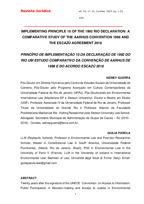 (PDF) Implementing Principle 10 of the 1992 Rio Declaration: A ...