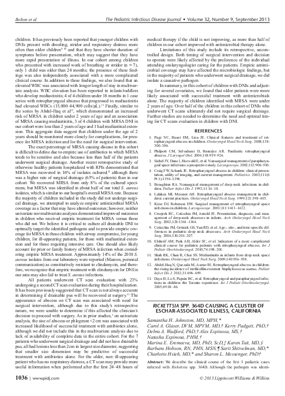 (PDF) Rickettsia spp. 364D Causing a Cluster of Eschar-associated ...