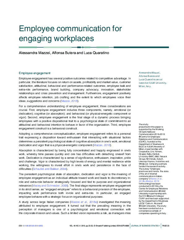 (PDF) Employee communication for engaging workplaces