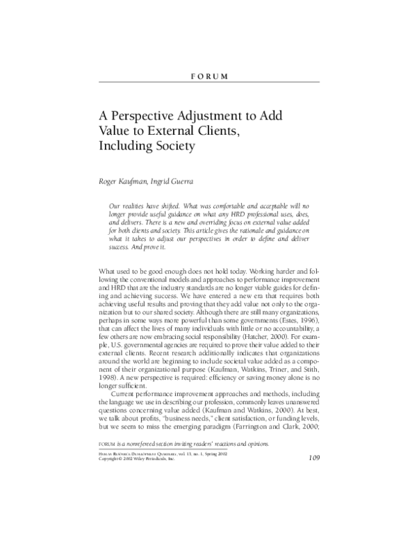 (PDF) A perspective adjustment to add value to external clients ...