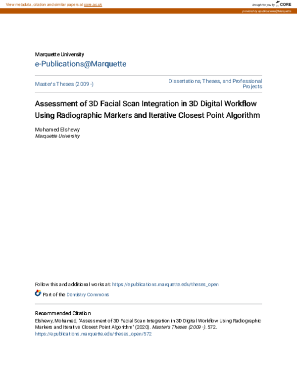(PDF) Assessment of 3D Facial Scan Integration in 3D Digital Workflow Using Radiographic Markers ...