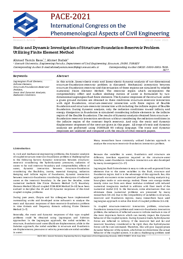 (PDF) Static and Dynamic Investigation of Structure-Foundation-Reservoir Problem Utilizing ...