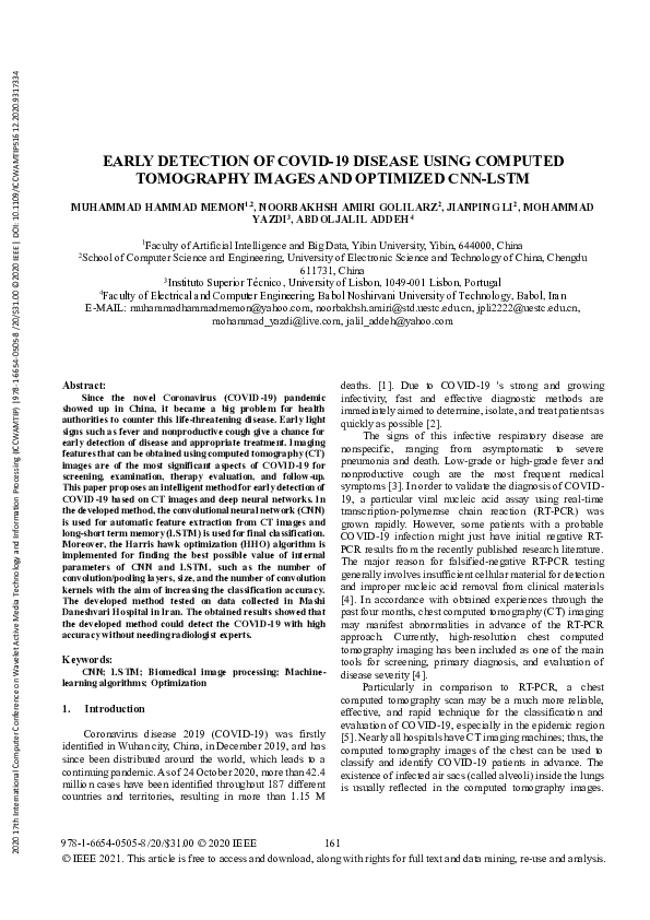 (PDF) Early Detection of Covid-19 Disease using Computed Tomography Images and Optimized CNN-LSTM
