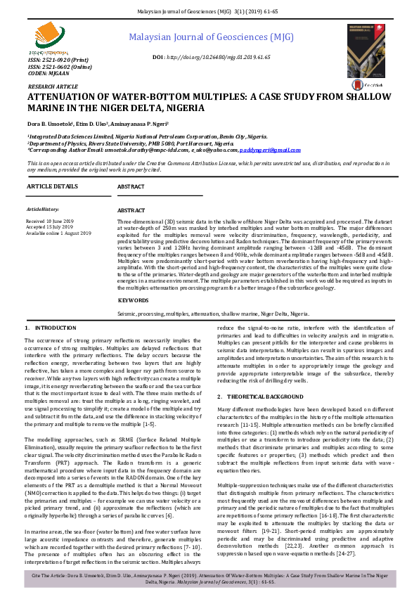 (PDF) Attenuation of Water-Bottom Multiples: A Case Study from Shal Low ...