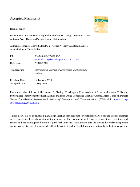 Pdf Performance Improvement Of High Altitude Platform Using Concentric Circular Antenna Array 0507
