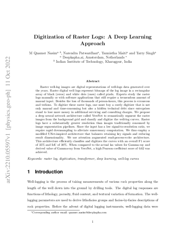 (PDF) Digitization of Raster Logs: A Deep Learning Approach