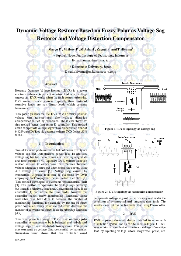 Pdf Dynamic Voltage Restorer Based On Fuzzy Polar As Voltage Sag Restorer And Voltage 