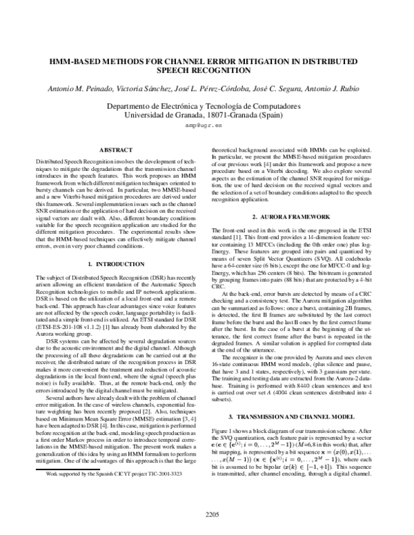 (PDF) HMM-based methods for channel error mitigation in distributed ...