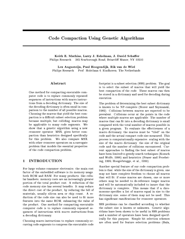 Pdf Code Compaction Using Genetic Algorithms