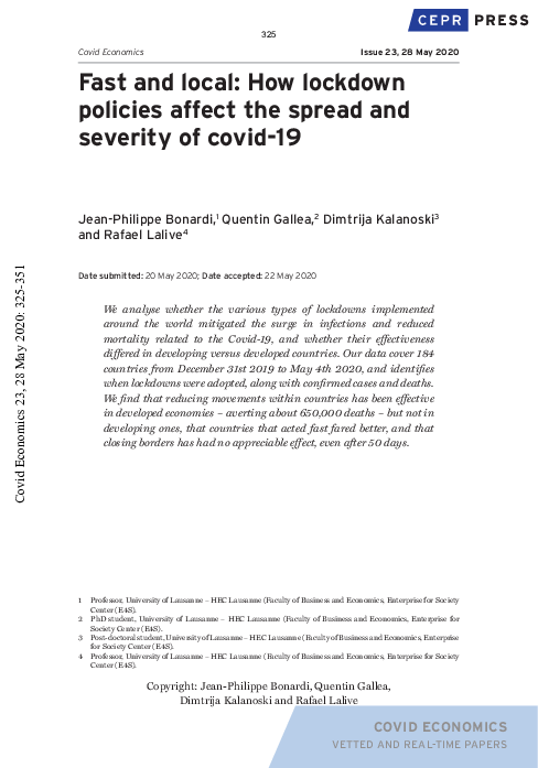 (PDF) Fast and local: How lockdown policies affect the spread and ...
