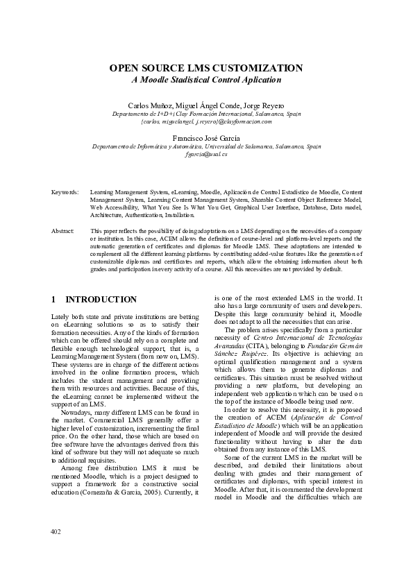 (PDF) Open source LMS customization: A moodle statistical control ...