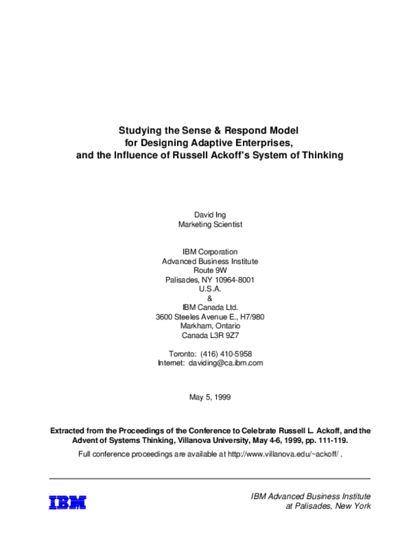 (PDF) Studying the Sense & Respond Model for Designing Adaptive ...
