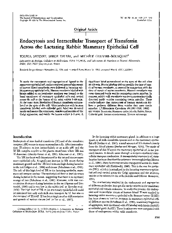 (PDF) Endocytosis and intracellular transport of transferrin across the ...