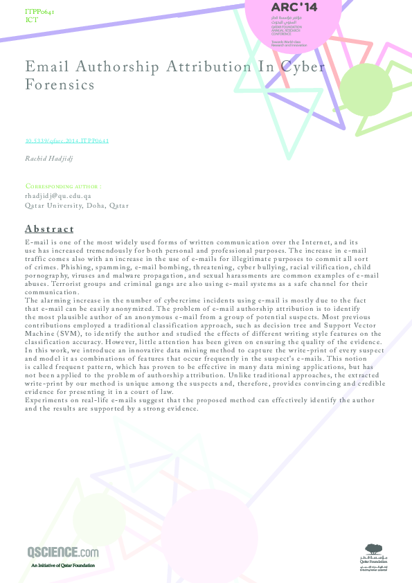 (PDF) Email Authorship Attribution In Cyber Forensics