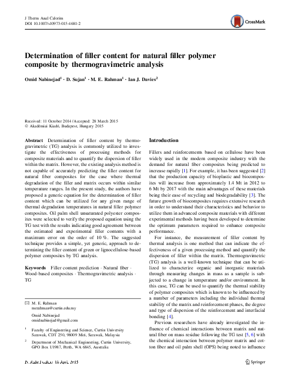 (PDF) Determination of filler content for natural filler polymer ...