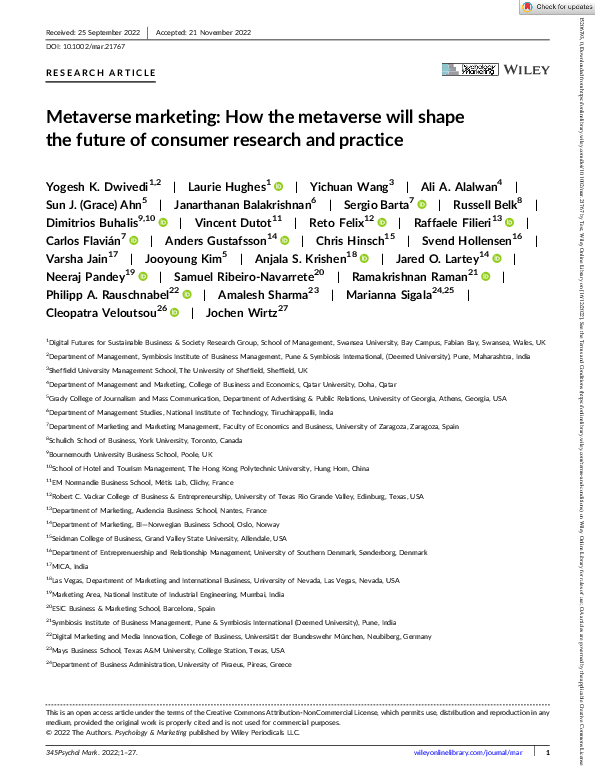 (PDF) Metaverse marketing: How the metaverse will shape the future of ...