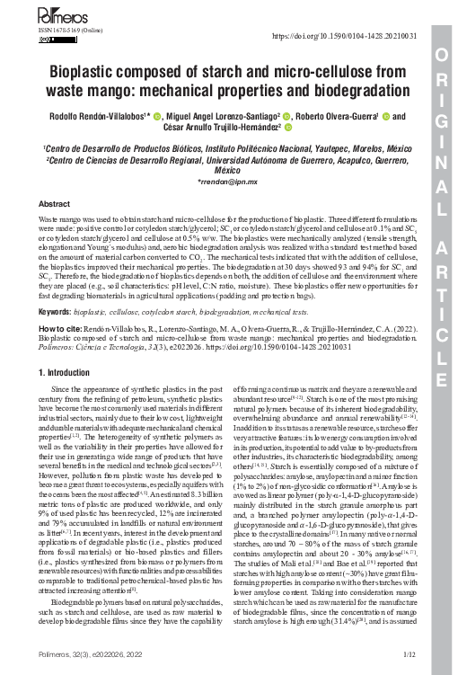 (PDF) Bioplastic composed of starch and micro-cellulose from waste ...