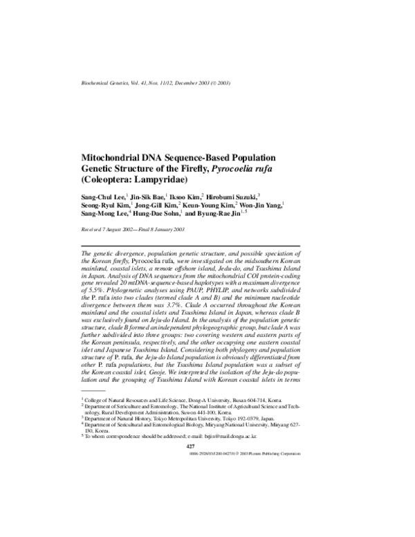(PDF) Mitochondrial DNA Sequence-Based Population Genetic Structure of ...