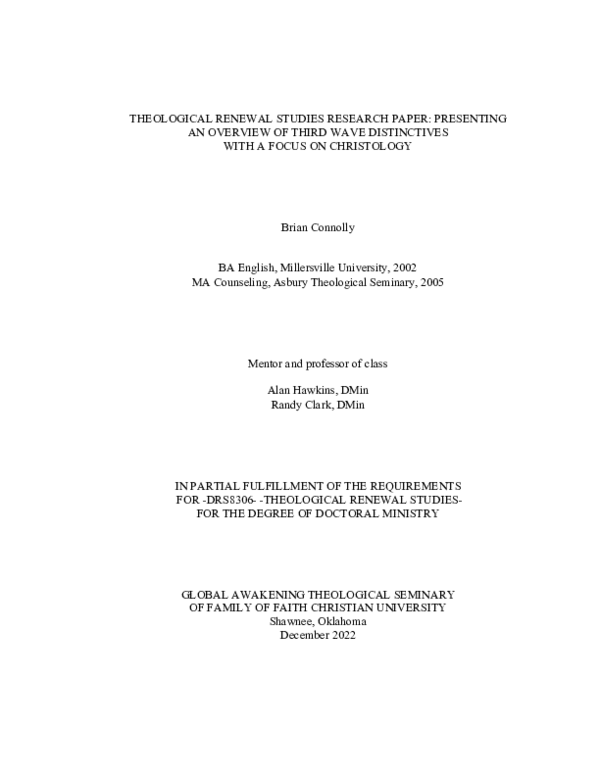 (PDF) THEOLOGICAL RENEWAL STUDIES RESEARCH PAPER: PRESENTING AN ...