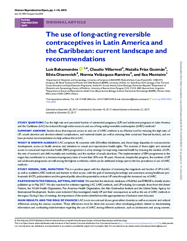 (PDF) The use of long-acting reversible contraceptives in Latin America ...