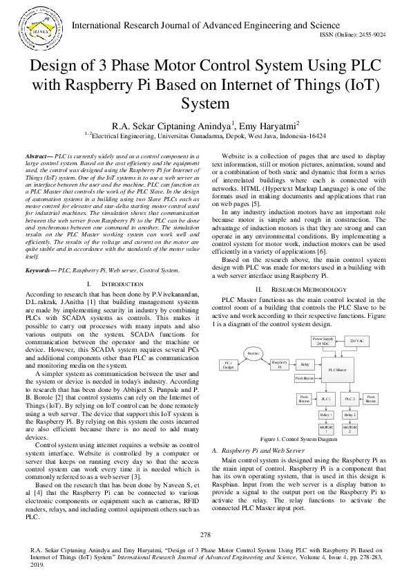 (PDF) Design of 3 Phase Motor Control System Using PLC with Raspberry Pi Based on Internet of ...