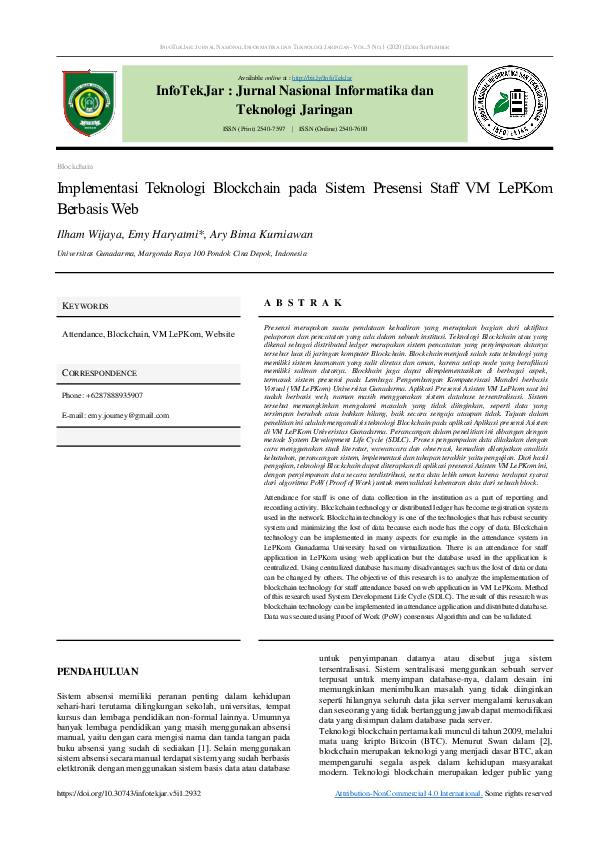 (PDF) Implementasi Teknologi Blockchain pada Sistem Presensi Staff VM ...