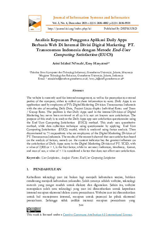 (PDF) Analisis Kepuasan Pengguna Aplikasi Daily Apps Berbasis Web Di ...