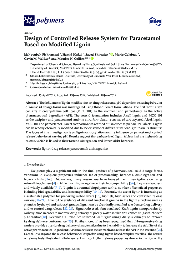 (PDF) Design of Controlled Release System for Paracetamol Based on ...
