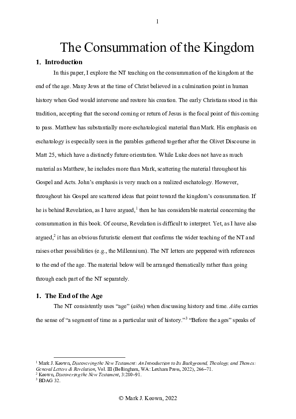 (PDF) The Consummation of the Kingdom