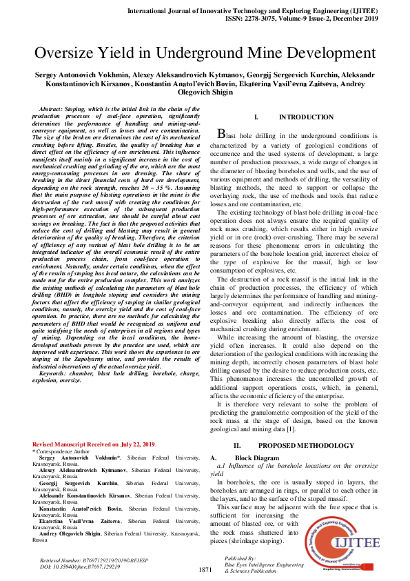 (PDF) Oversize Yield in Underground Mine Development
