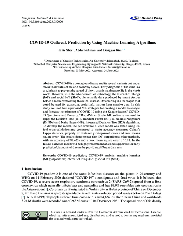 (PDF) COVID-19 Outbreak Prediction by Using Machine Learning Algorithms