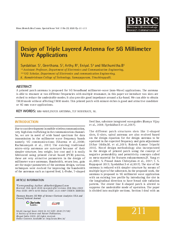 (PDF) Design of Triple Layered Antenna for 5G Millimeter Wave Applications